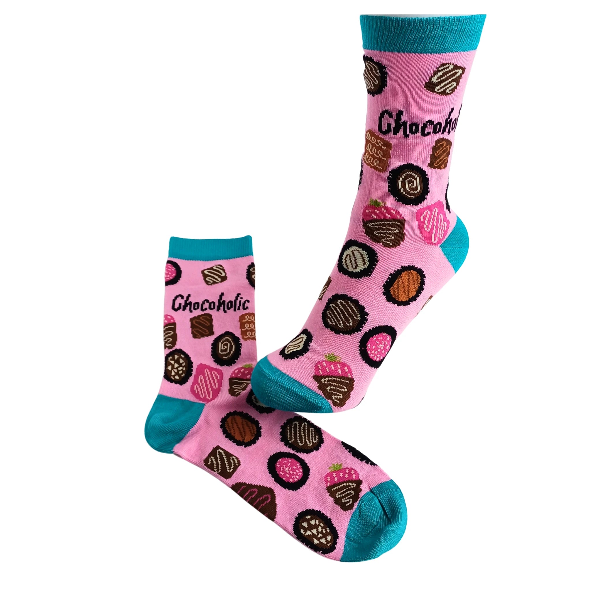 Chocoholic Bamboo Socks – Pink Fun Gift for Chocolate Lovers – Toetally ...